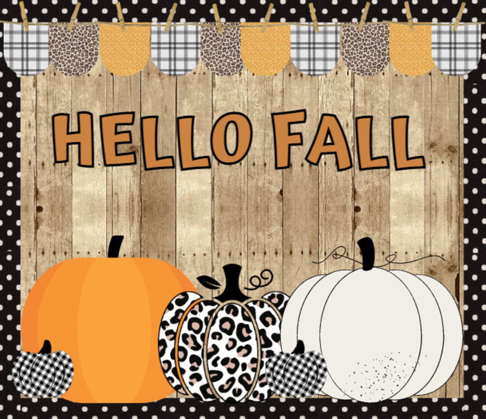 Happy Fall Yall Bulletin Board Kit: Leopard Print Pumpkin Decor ...
