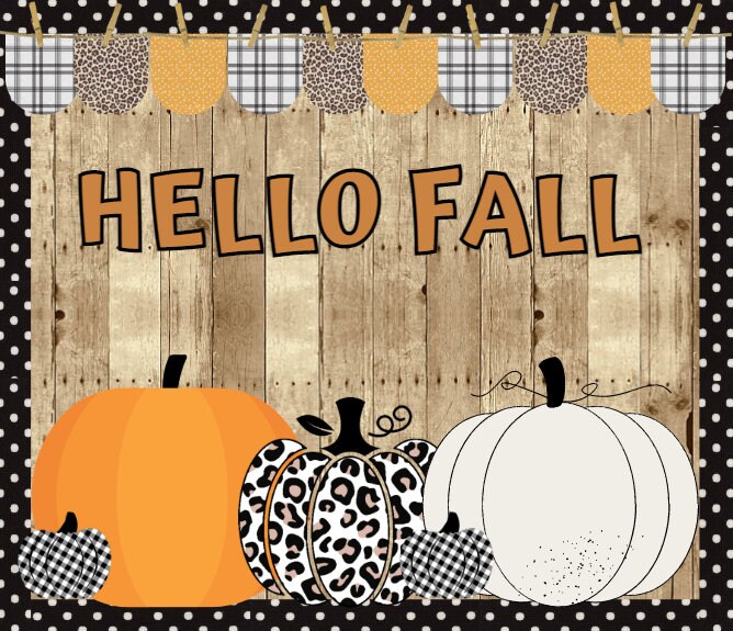 Happy Fall Yall Bulletin Board Kit: Leopard Print Pumpkin Decor ...