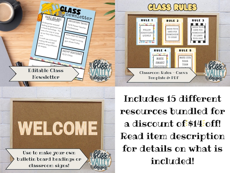 Science Classroom Decor Bundle: Editable School Bus Theme (digital ...