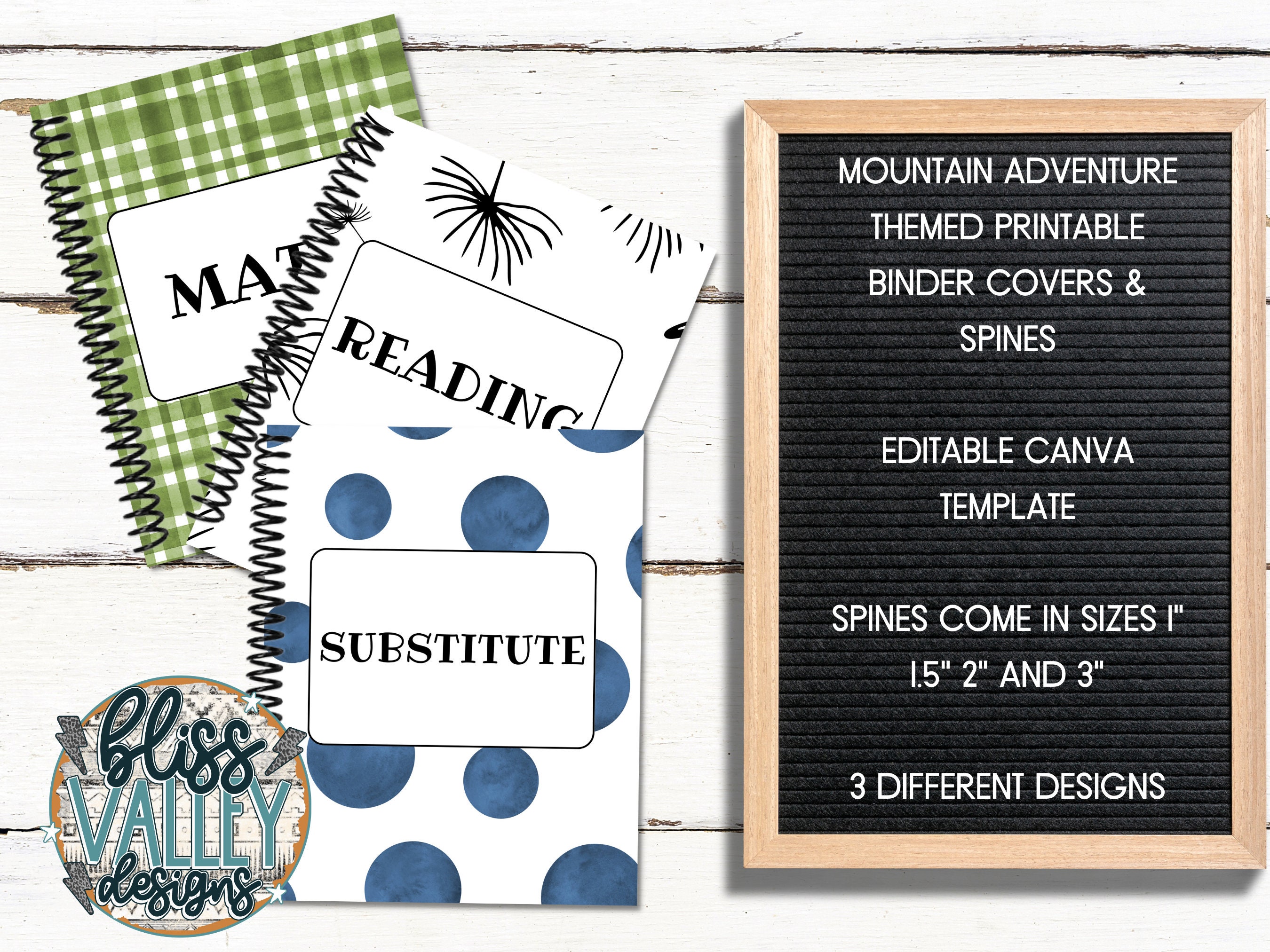 Mountain Adventure Editable Printable Binder Cover and Spines Teacher ...