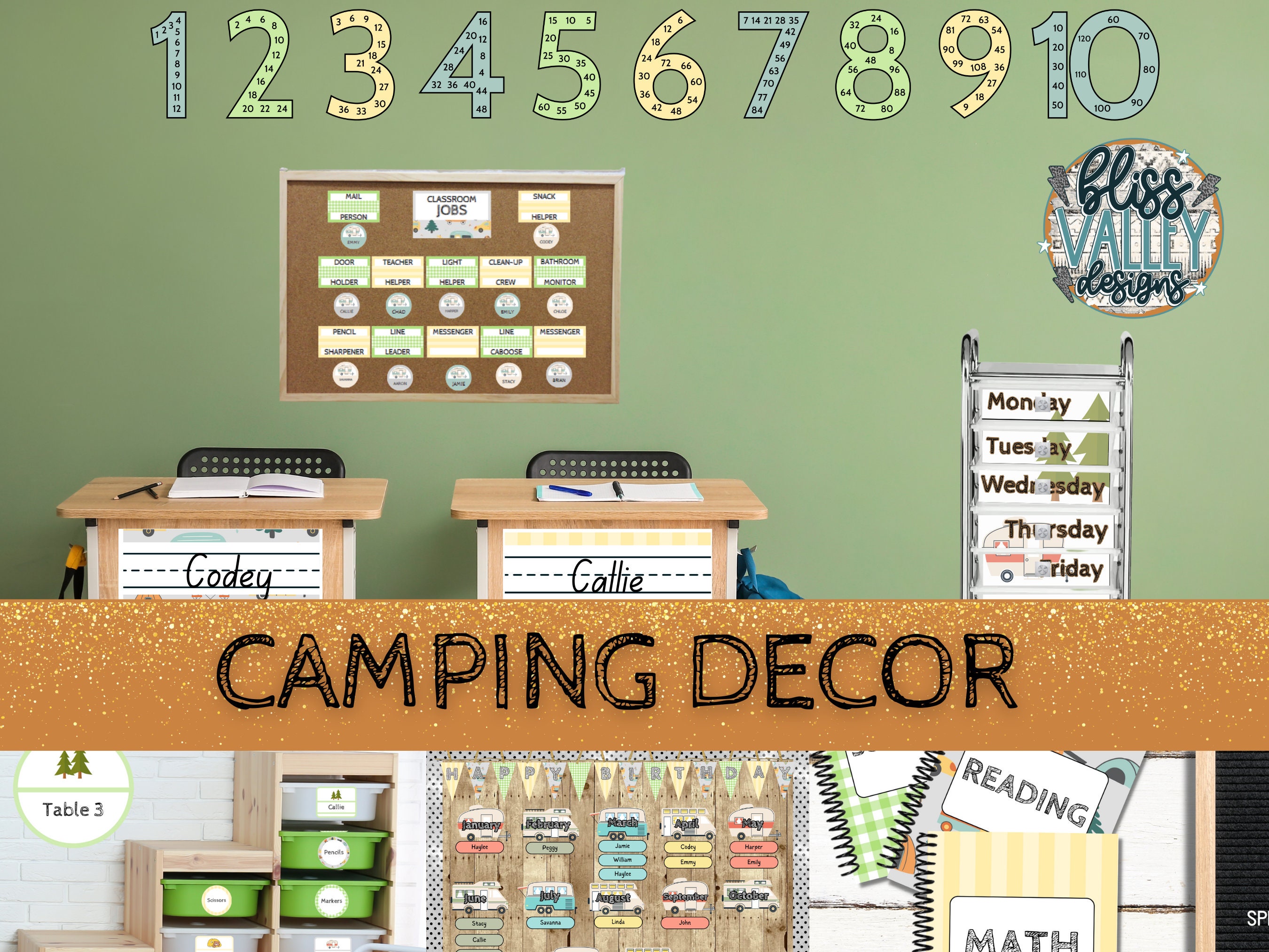 Camping Classroom Decor Bundle | Camp Classroom Theme | Pastel Decor ...