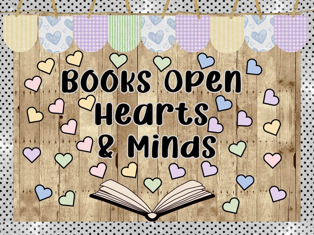 Pastel Book-themed Bulletin Board Kit: Classroom Library Decor (digital ...