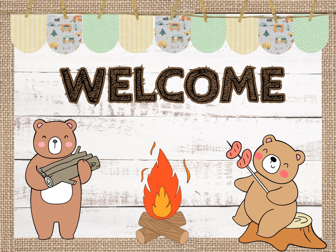 Camp Theme Welcome Printable Classroom Bulletin Board Kit | Door ...