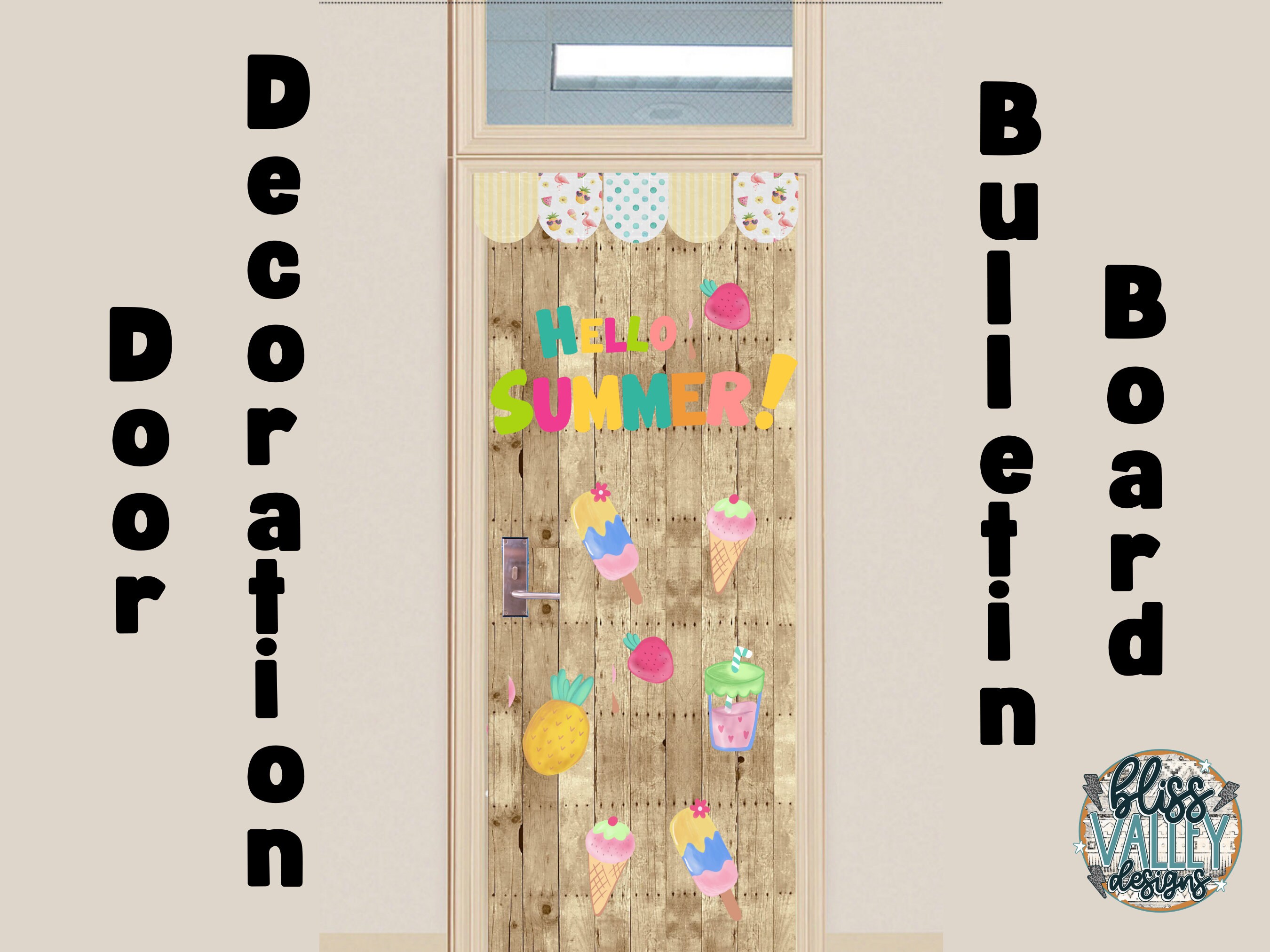 Hello Summer Printable Classroom Bulletin Board Kit Idea | Door ...