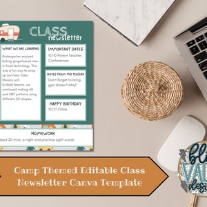 Editable Camp Theme Printable Class Newsletter Template / Teacher ...