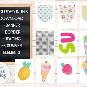 Hello Summer Printable Classroom Bulletin Board Kit Idea | Door ...