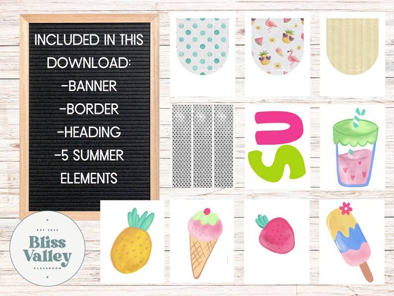 Hello Summer Printable Classroom Bulletin Board Kit Idea | Door ...