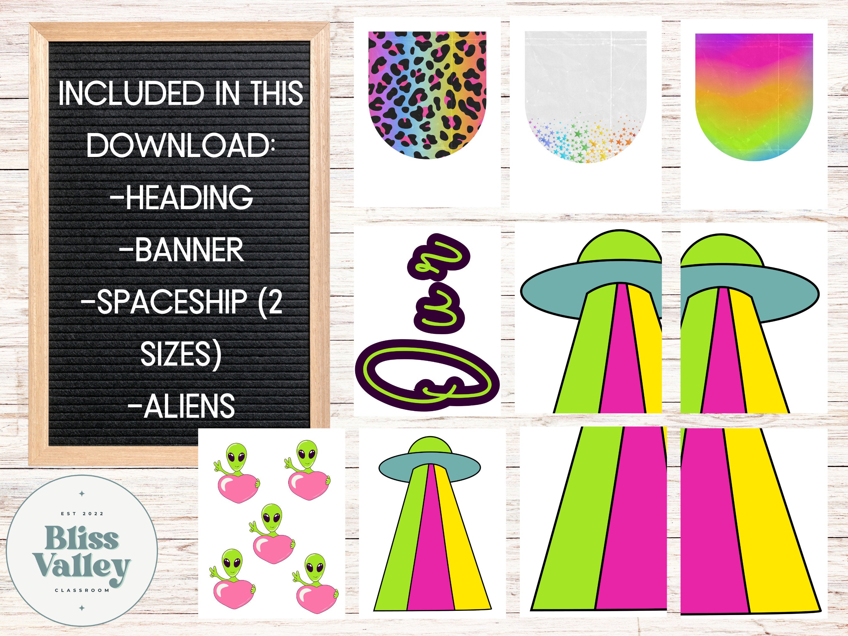 90's Retro Classroom Bulletin Board Kit: Alien Theme (digital Download ...