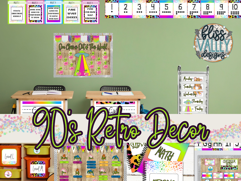 90's Retro Classroom Décor Bundle Retro Classroom Theme Classroom Décor ...