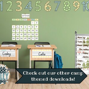 Camp Theme Classroom Calendar Kit: Printable Bulletin Board (digital ...