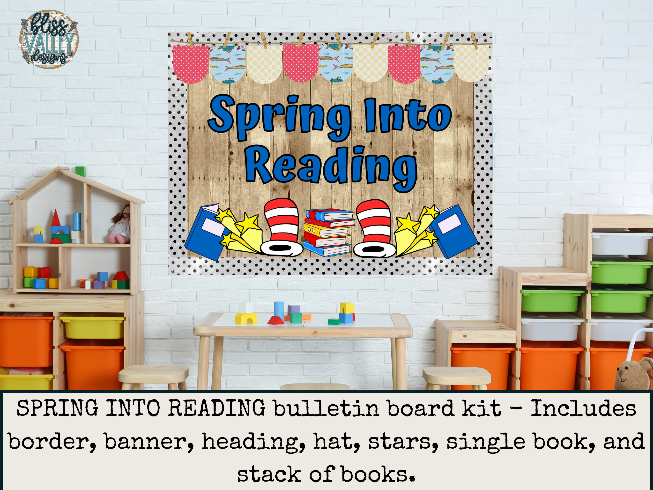 Spring Into Reading March is Reading Month Classroom Bulletin Board Kit ...