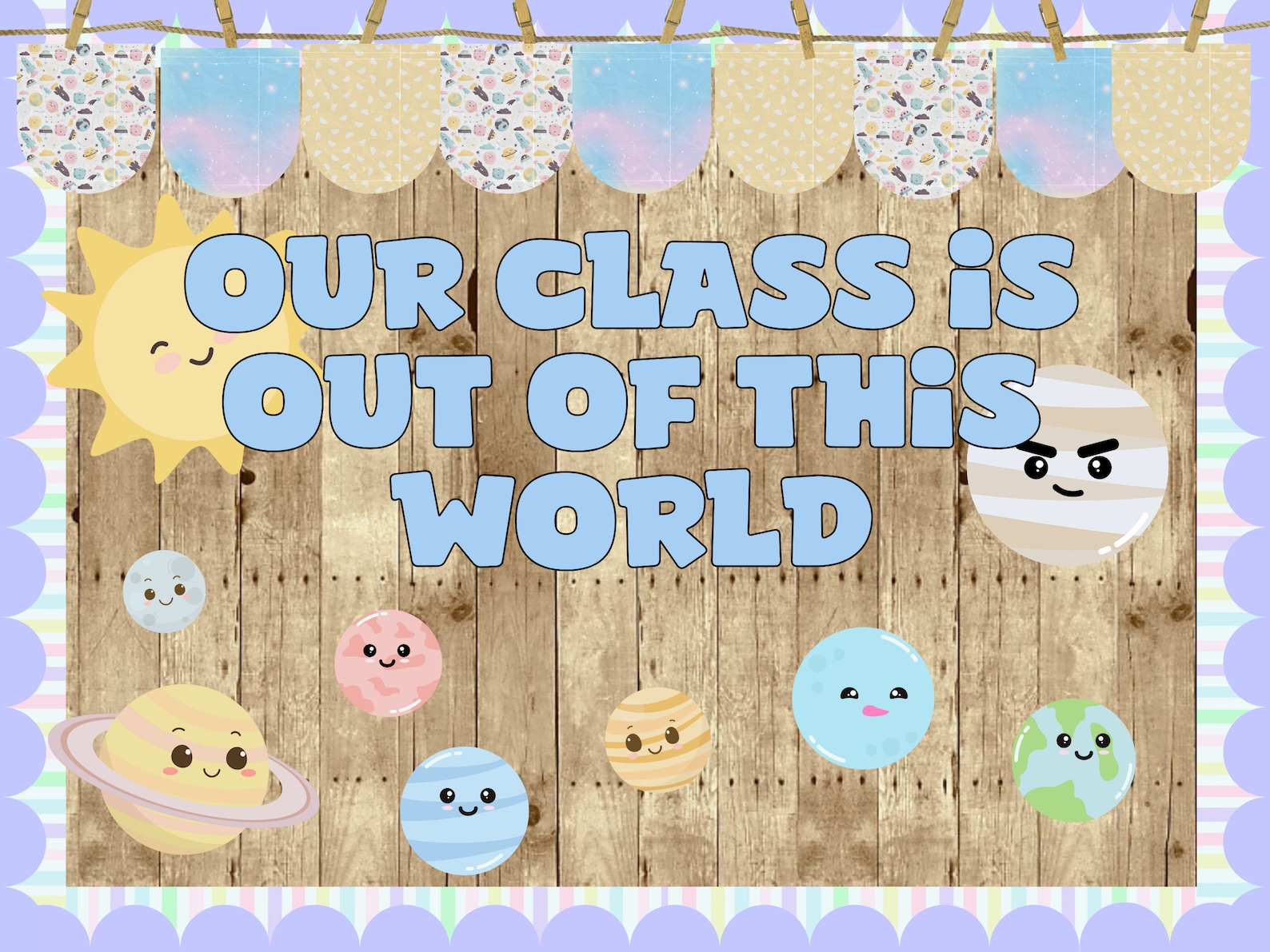 Pastel Space Classroom Bulletin Board Kit (digital Download) - Etsy