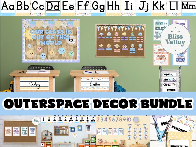 Editable Pastel Outerspace Class Theme Printable Classroom Decor Bundle ...