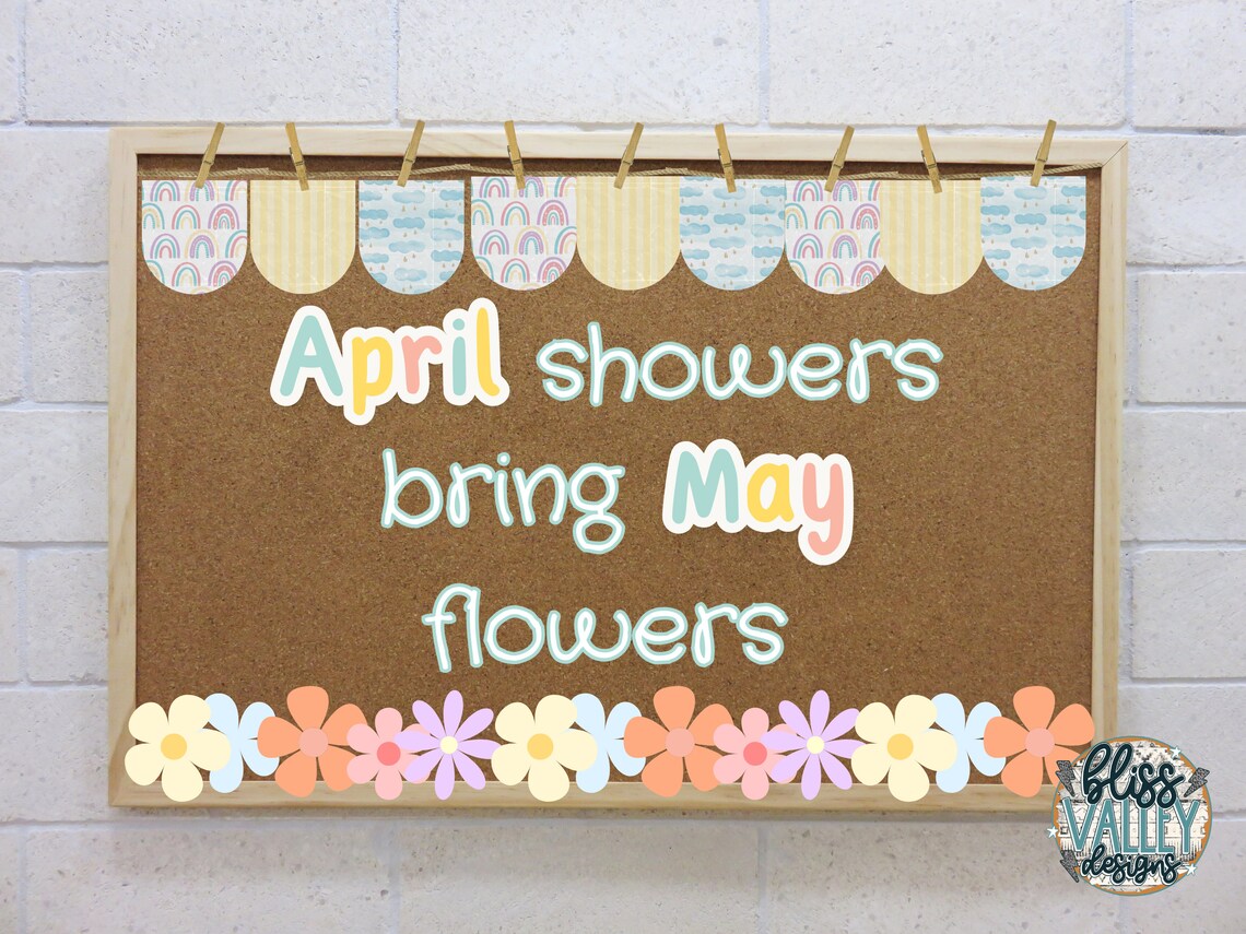 Spring Classroom Bulletin Board Kit: Retro Pastel Flowers (printable ...