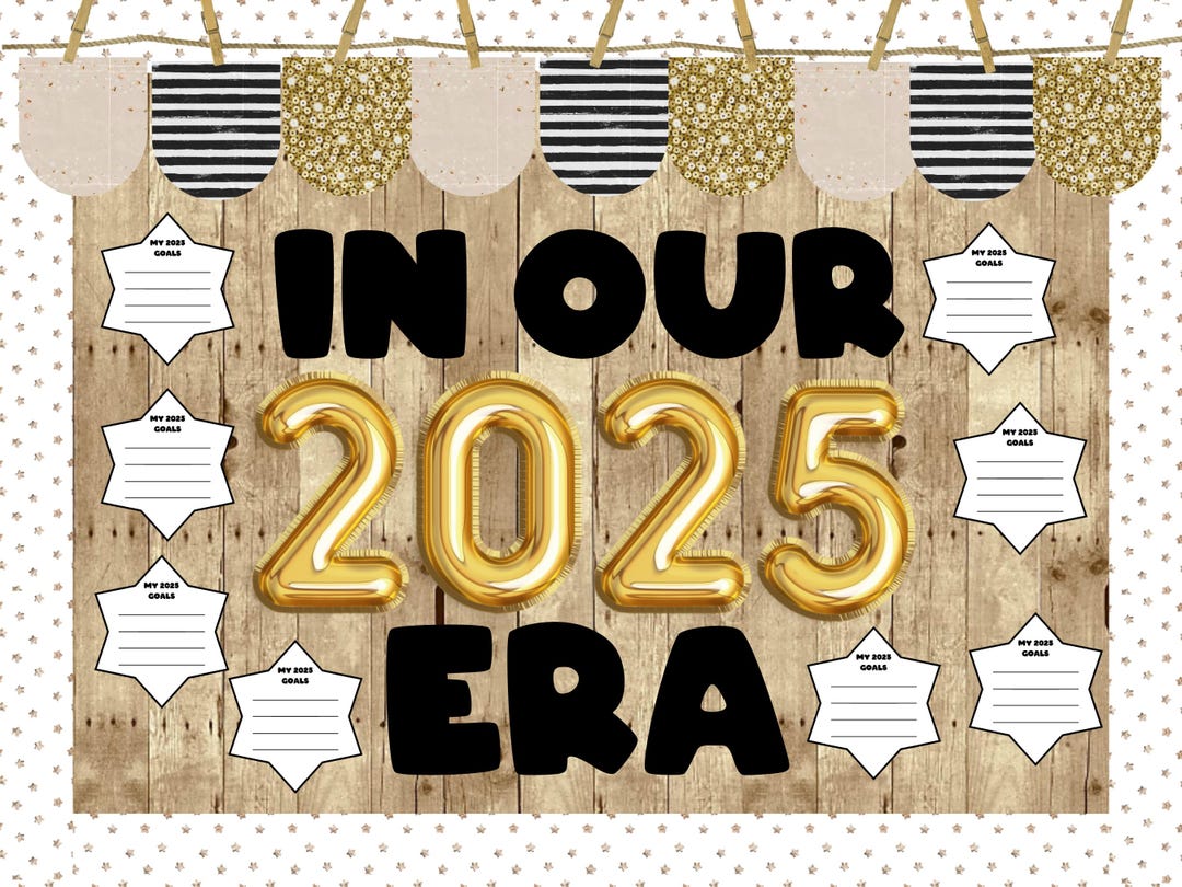 2025 New Year Classroom Bulletin Board Kit: Gold Balloons (digital ...
