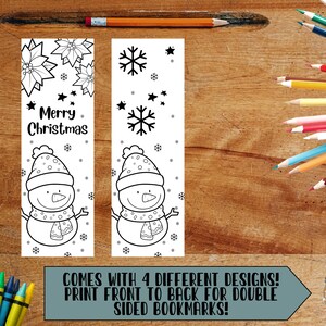 Printable Christmas Bookmarks: Set of 4 Coloring Pages (digital ...