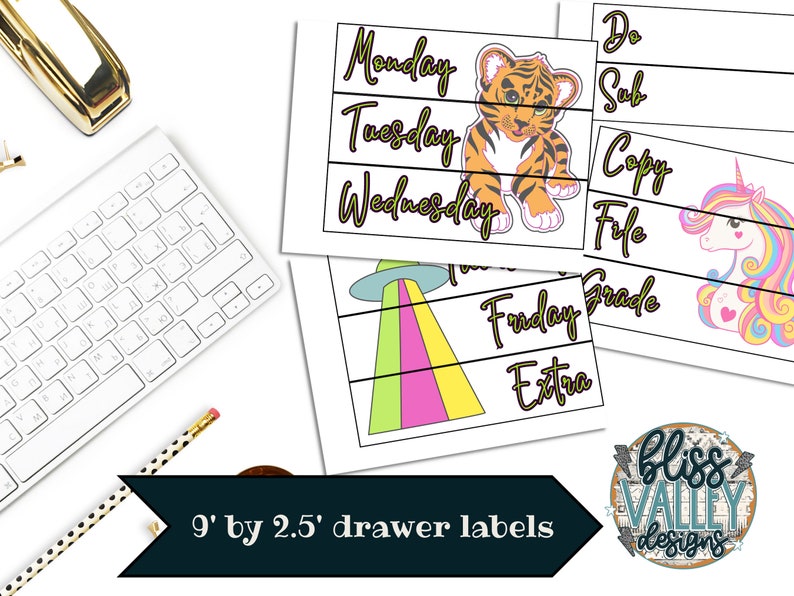 90's Retro Theme Drawer Labels Printable Classroom Décor 10 Drawer ...