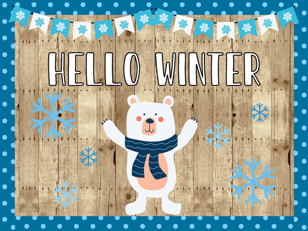 Hello Winter Polar Bear Classroom Bulletin Board Kit | Instant Download ...