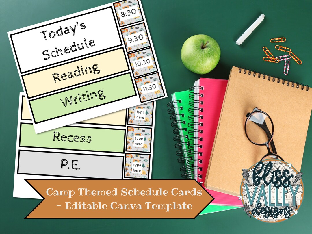 Editable Camp Theme Printable Classroom Schedule / Teacher Resources ...