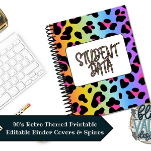 Editable 90's Retro Theme Printable Binder Cover and Spines | Teacher ...
