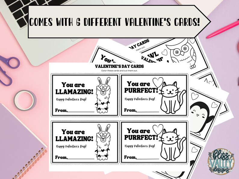 Printable Valentine's Day Cards for Kids: Coloring Pages (digital ...