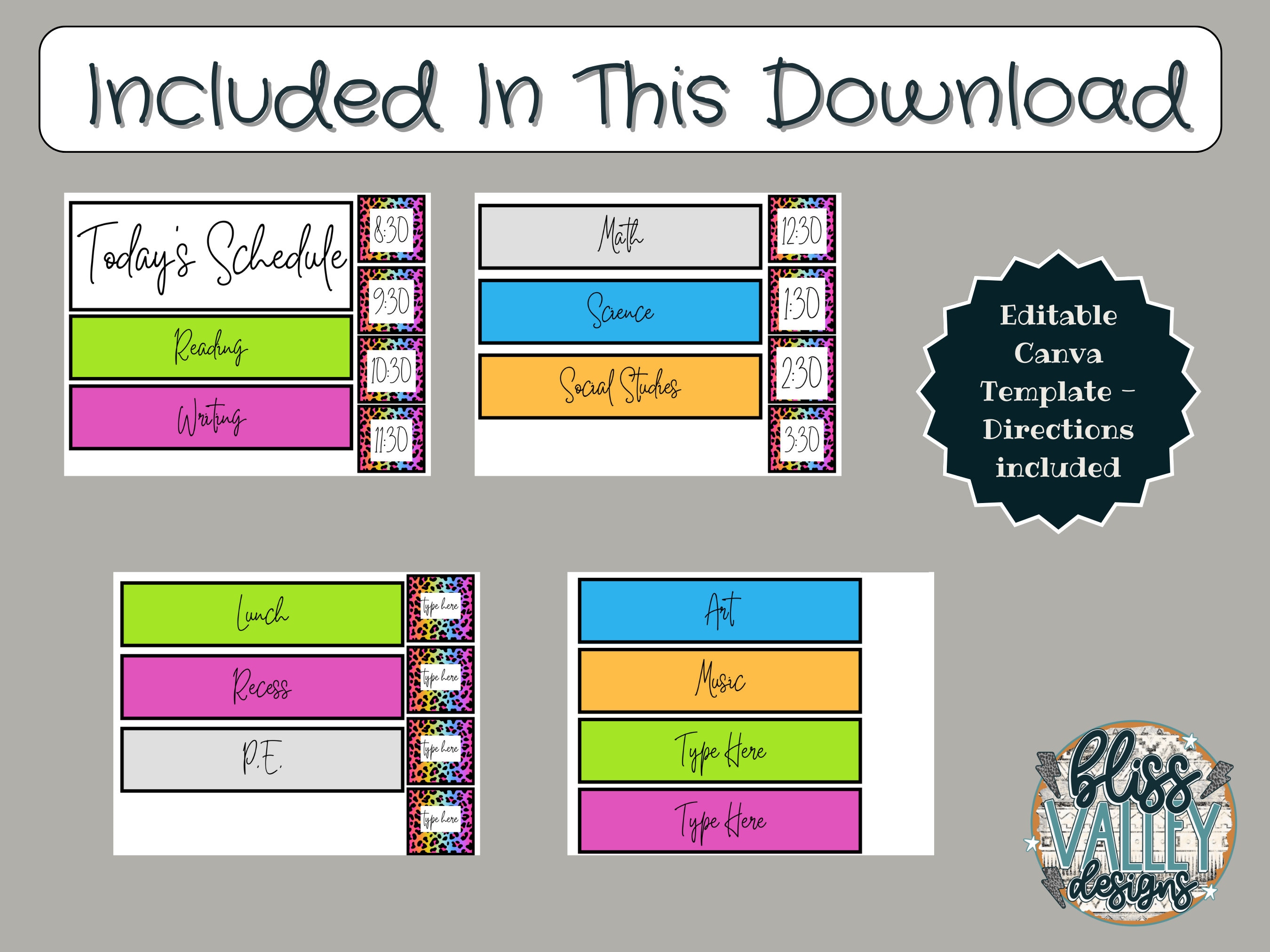 Editable 90's Retro Theme Printable Classroom Schedule Teacher ...