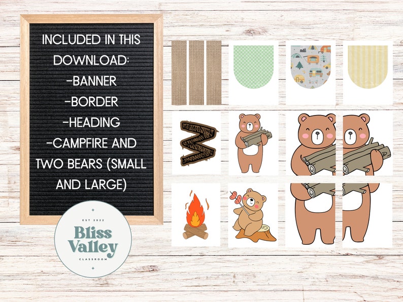 Camp Theme Welcome Printable Classroom Bulletin Board Kit | Door ...