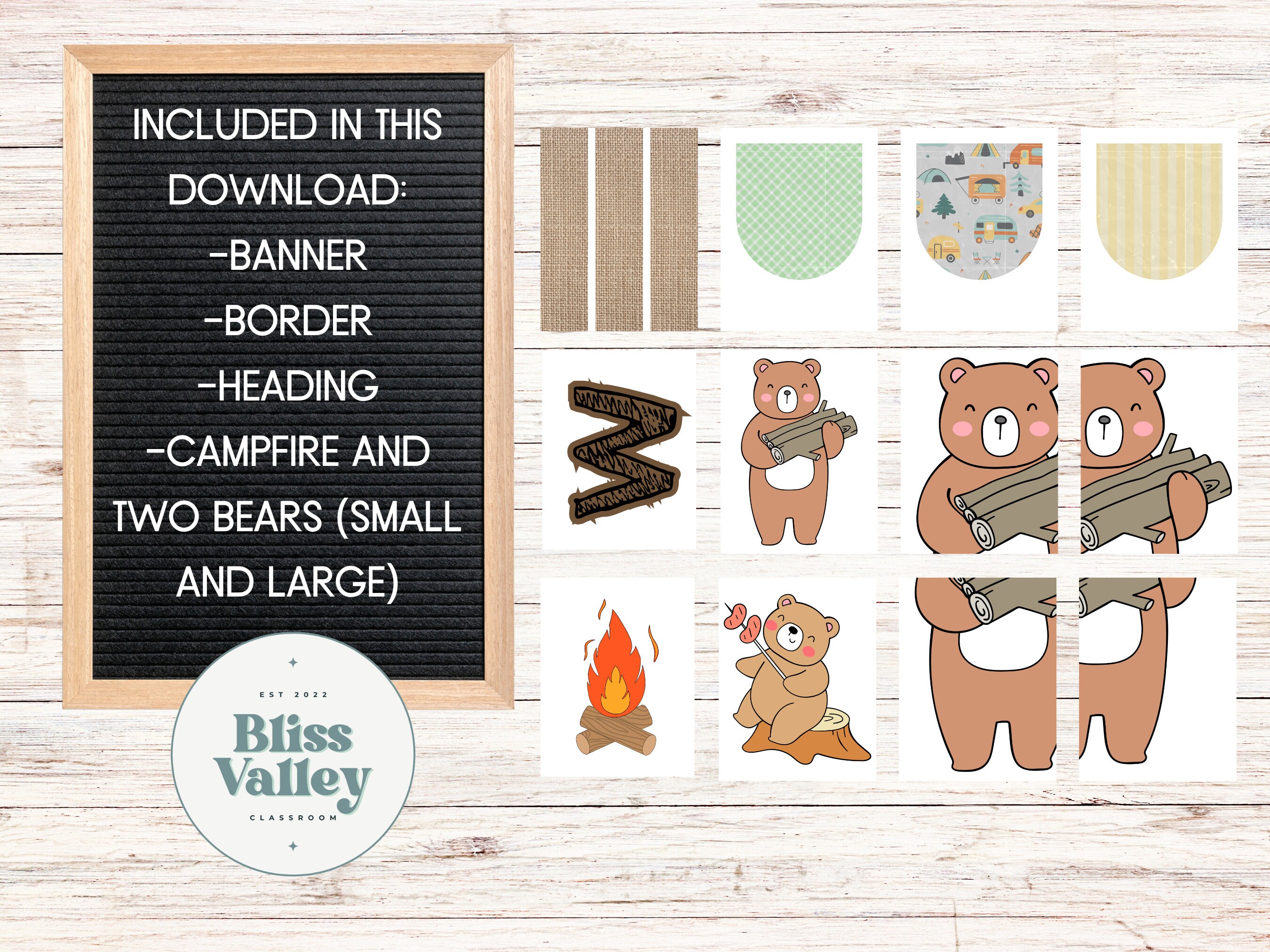 Camp Theme Welcome Printable Classroom Bulletin Board Kit | Door ...
