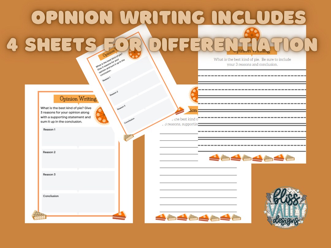 Pumpkin Pie Opinion Writing Craft: Fall Thanksgiving Activity (digital ...