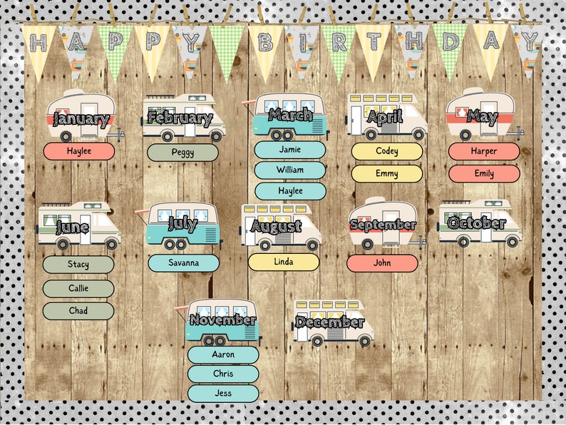 Camp Theme Birthday Display Printable Classroom Bulletin Board Kit ...