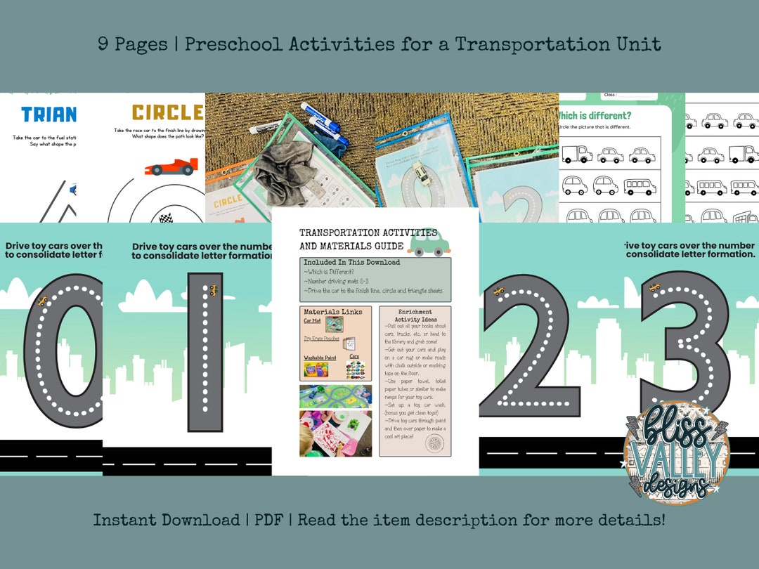 Preschool Homeschool Activity Pack for Transportation Unit | Curriculum ...