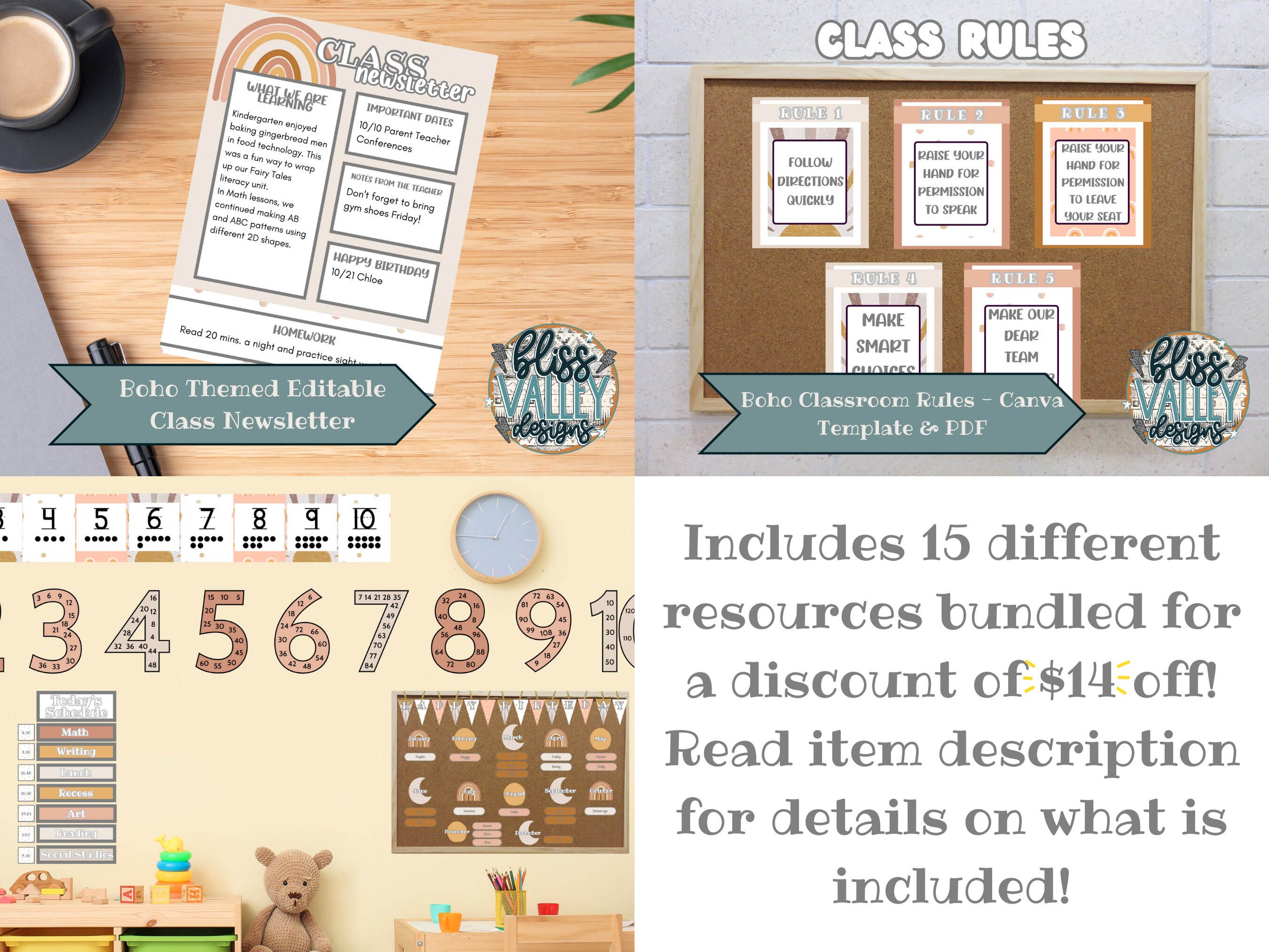 Boho Rainbow Classroom Decor Bundle: Teacher Resources (digital ...