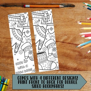 Printable Christmas Bookmarks: Set of 4 Coloring Pages (digital ...