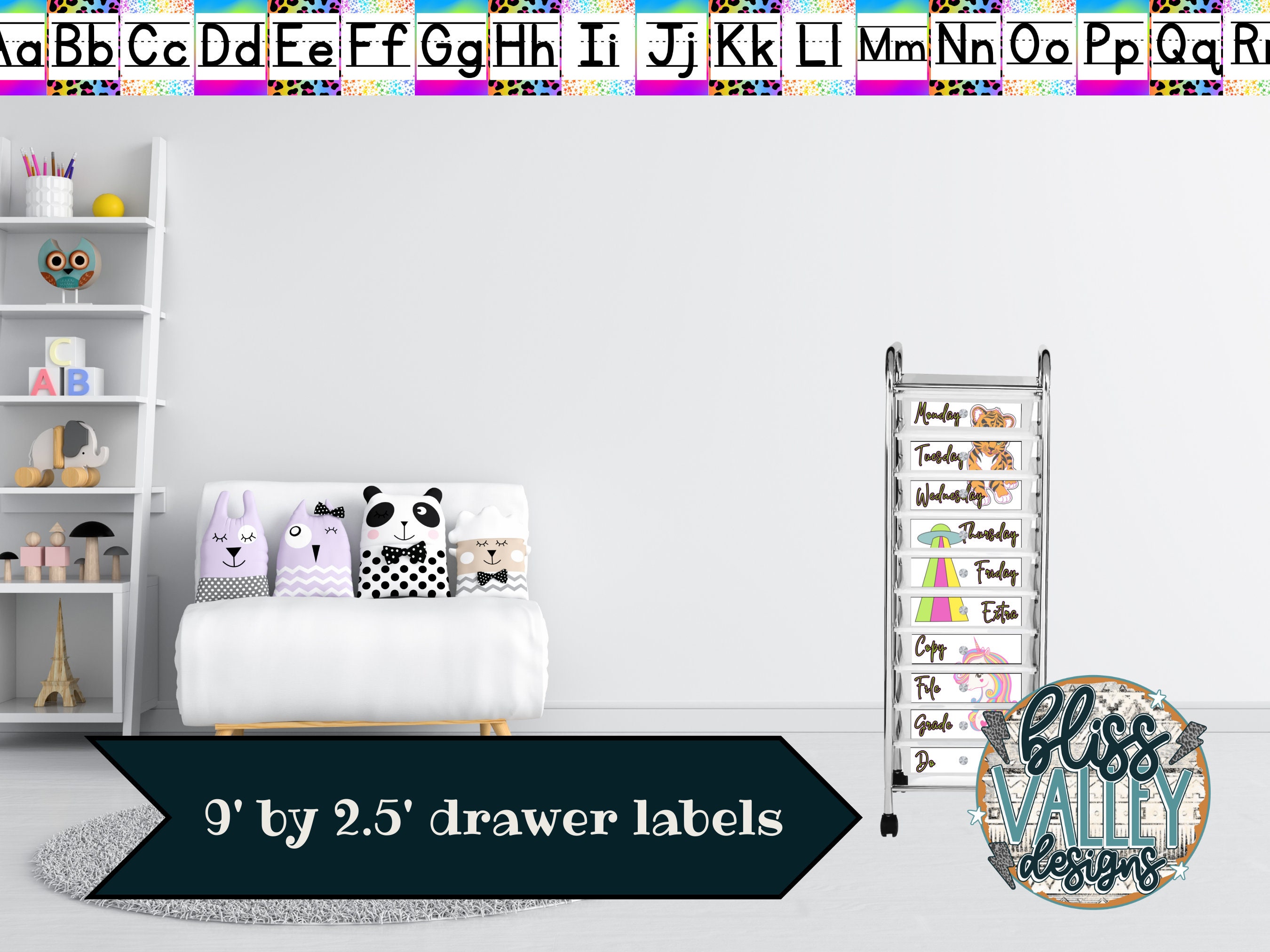 90's Retro Theme Drawer Labels Printable Classroom Décor 10 Drawer ...