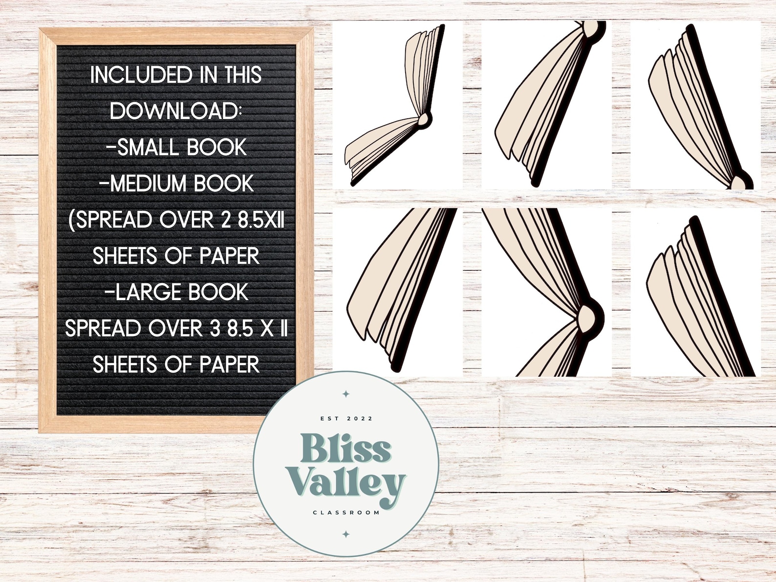 Open Book Bulletin Board Printable: Classroom Library Decor (digital ...