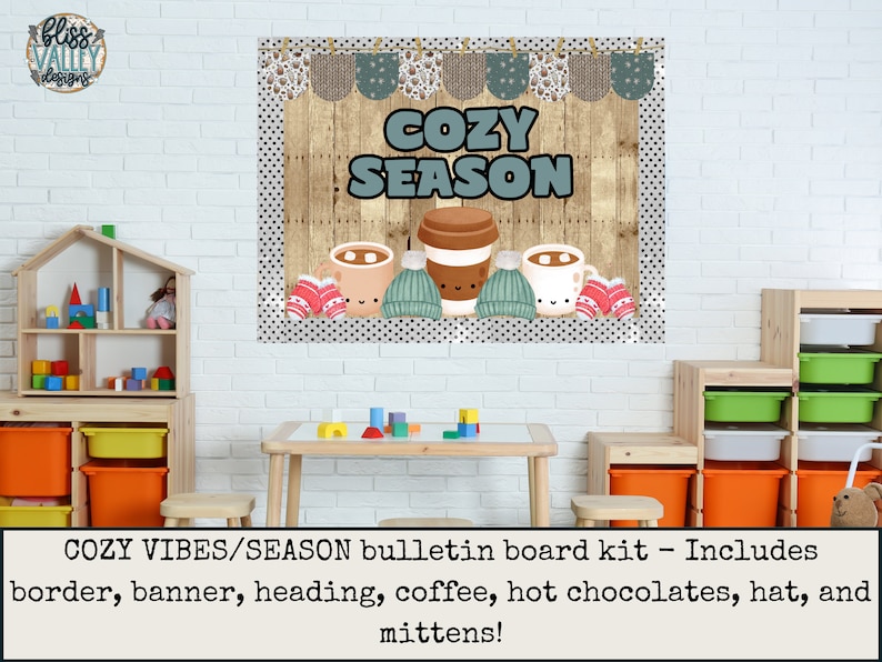 Cozy Vibes Winter Classroom Bulletin Board Kit: Coffee, Cocoa (digital ...