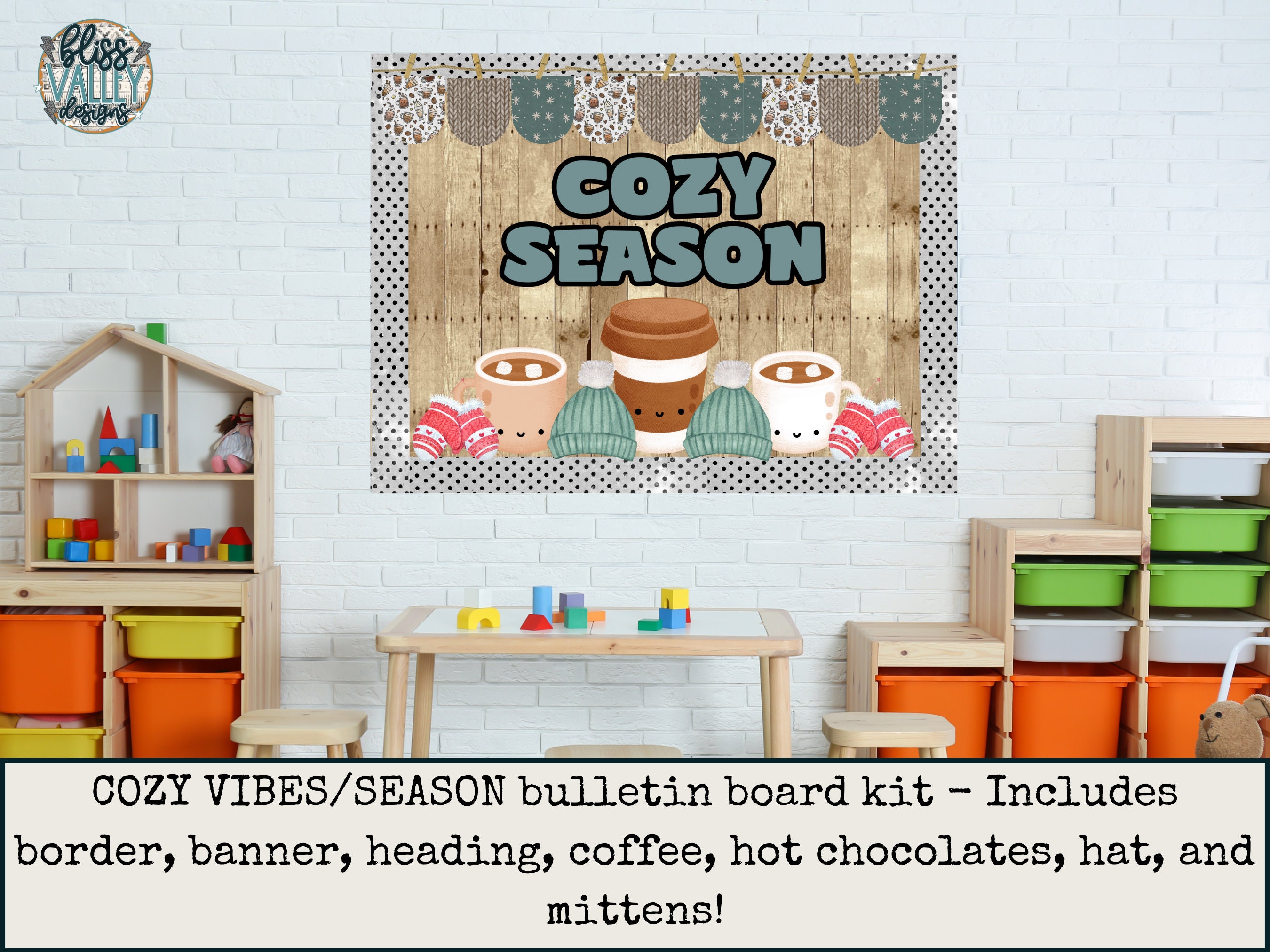 Cozy Vibes Winter Classroom Bulletin Board Kit: Coffee, Cocoa (digital ...