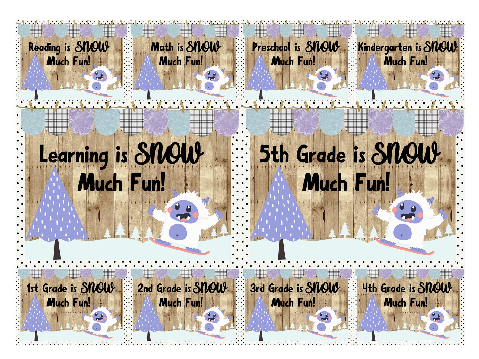 Learning is Snow Much Fun Yeti Winter Bulletin Board Kit With Headings ...