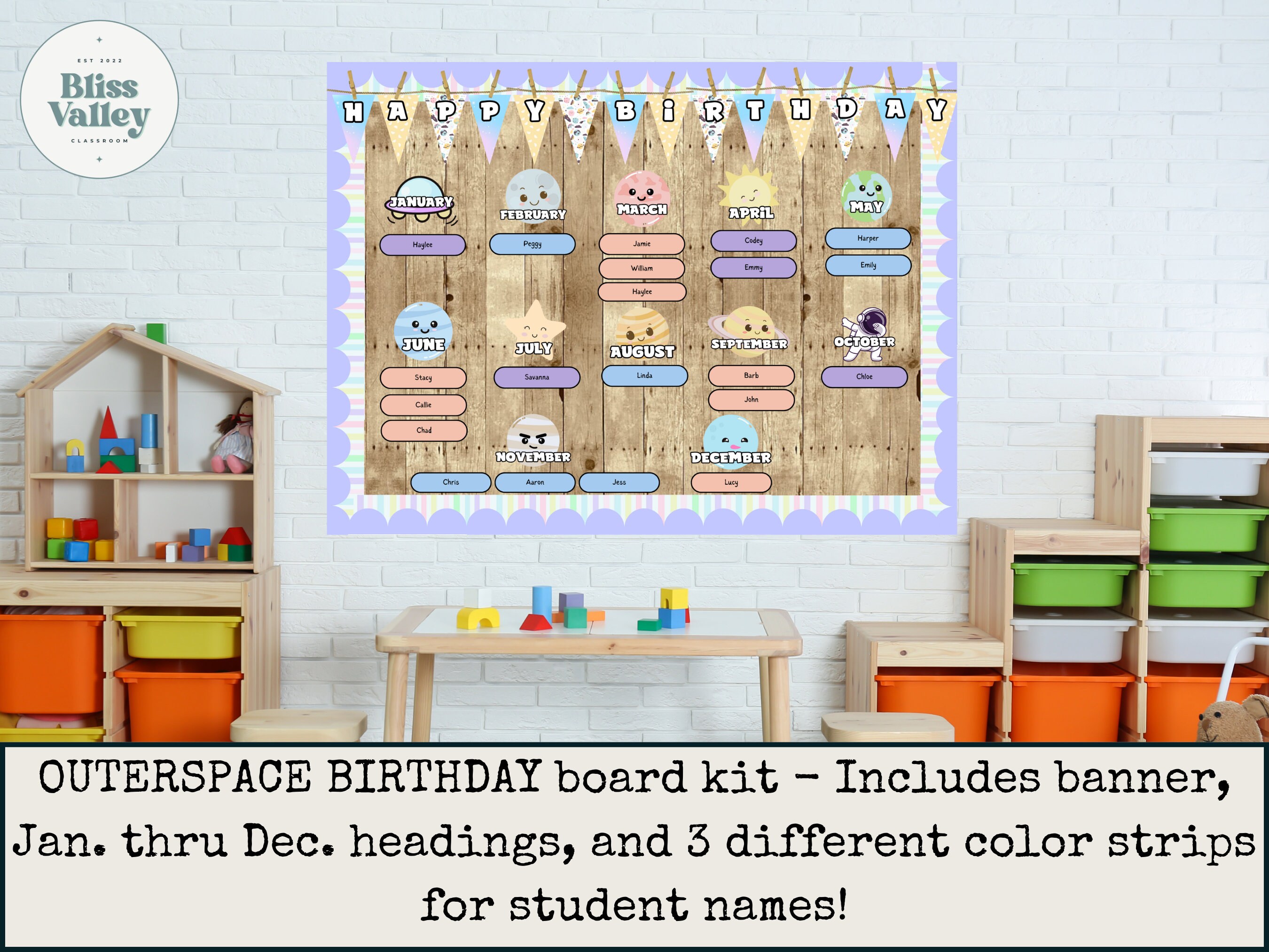 Editable Pastel Outerspace Birthday Display Printable Classroom ...