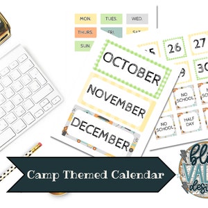 Camp Theme Printable Classroom Calendar Kit / Summer School / Back to ...