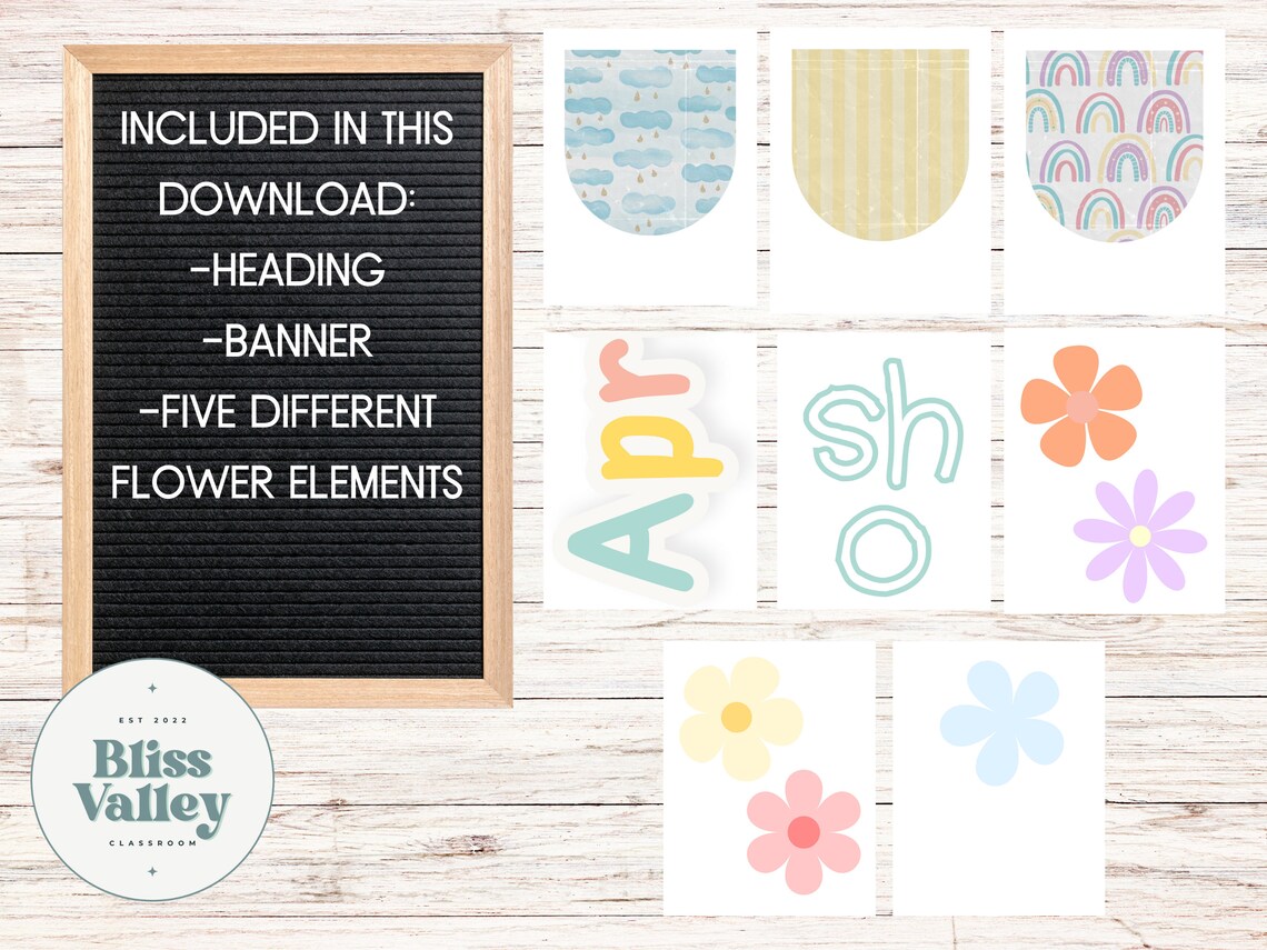 April Showers Bring May Flowers Spring Printable Classroom Bulletin ...