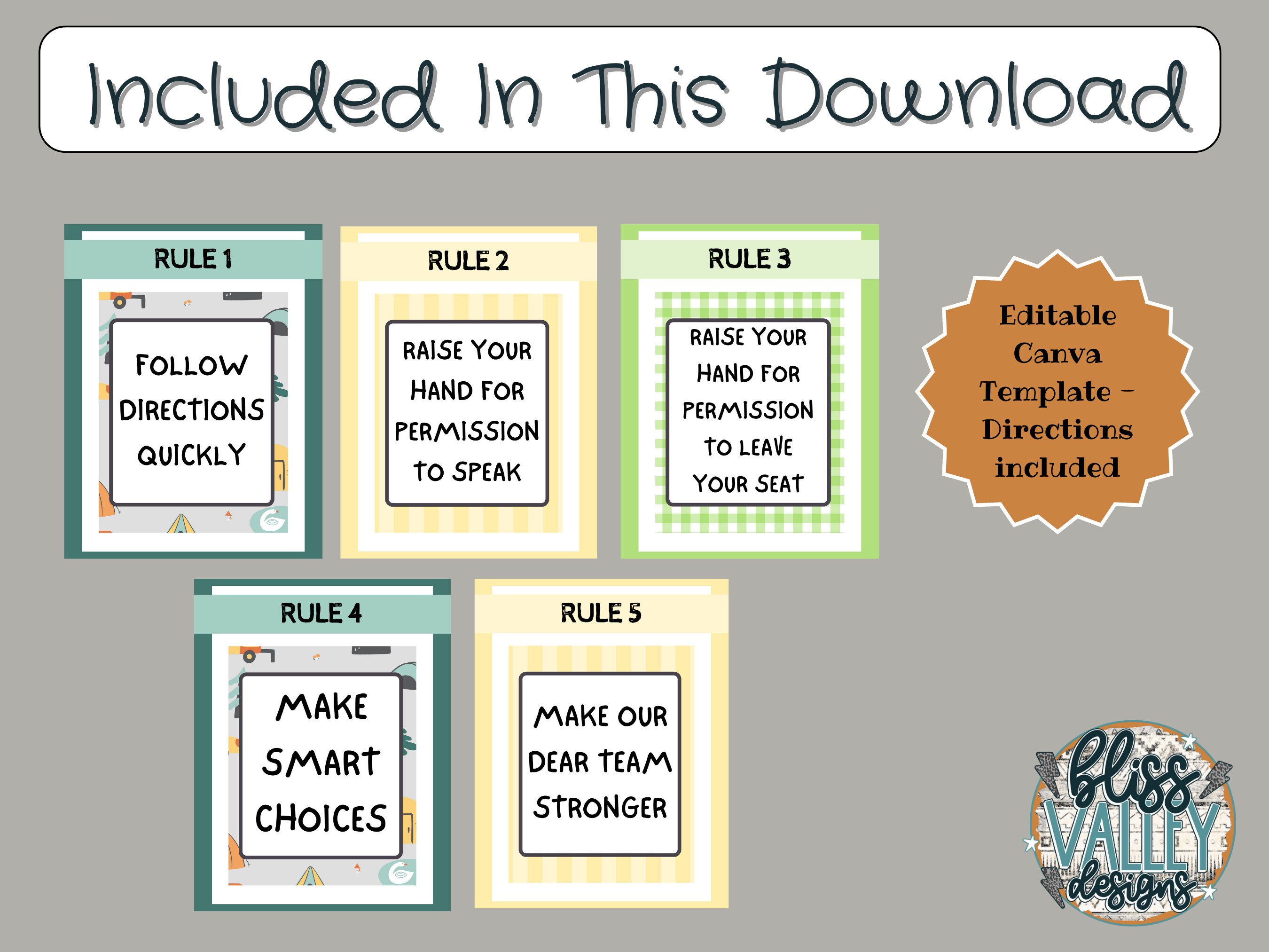 Editable Camp Theme Printable Classroom Rules Template / Teacher ...