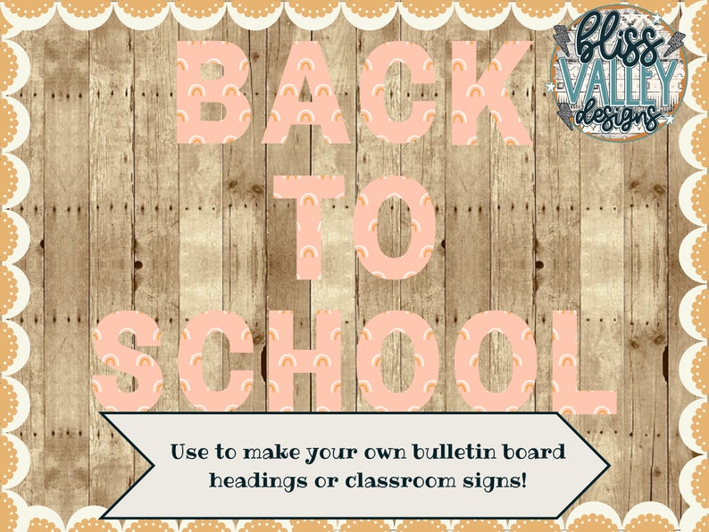 90's Boho Themed Printable Bulletin Board Letter Set | Classroom ...