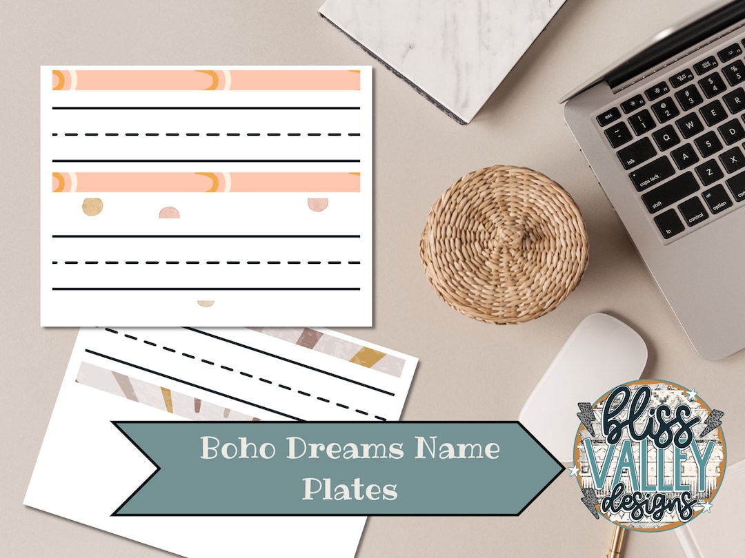 Boho Dreams Desk Name Plates Printable | Teacher Resources | Homeschool ...