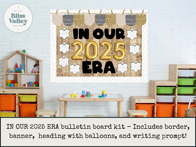 2025 New Year Classroom Bulletin Board Kit: Gold Balloons (digital ...