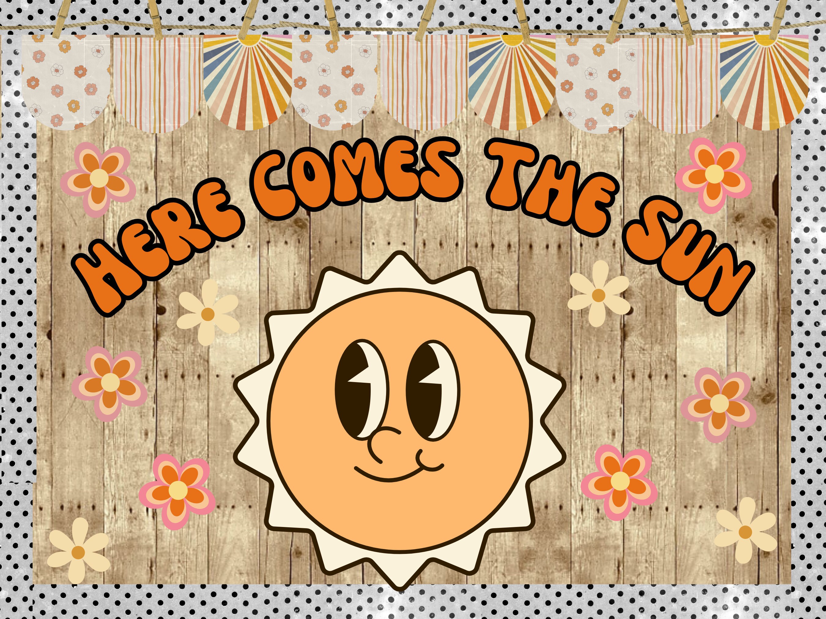 Here Comes the Sun Classroom Bulletin Board Kit May Flowers Door ...