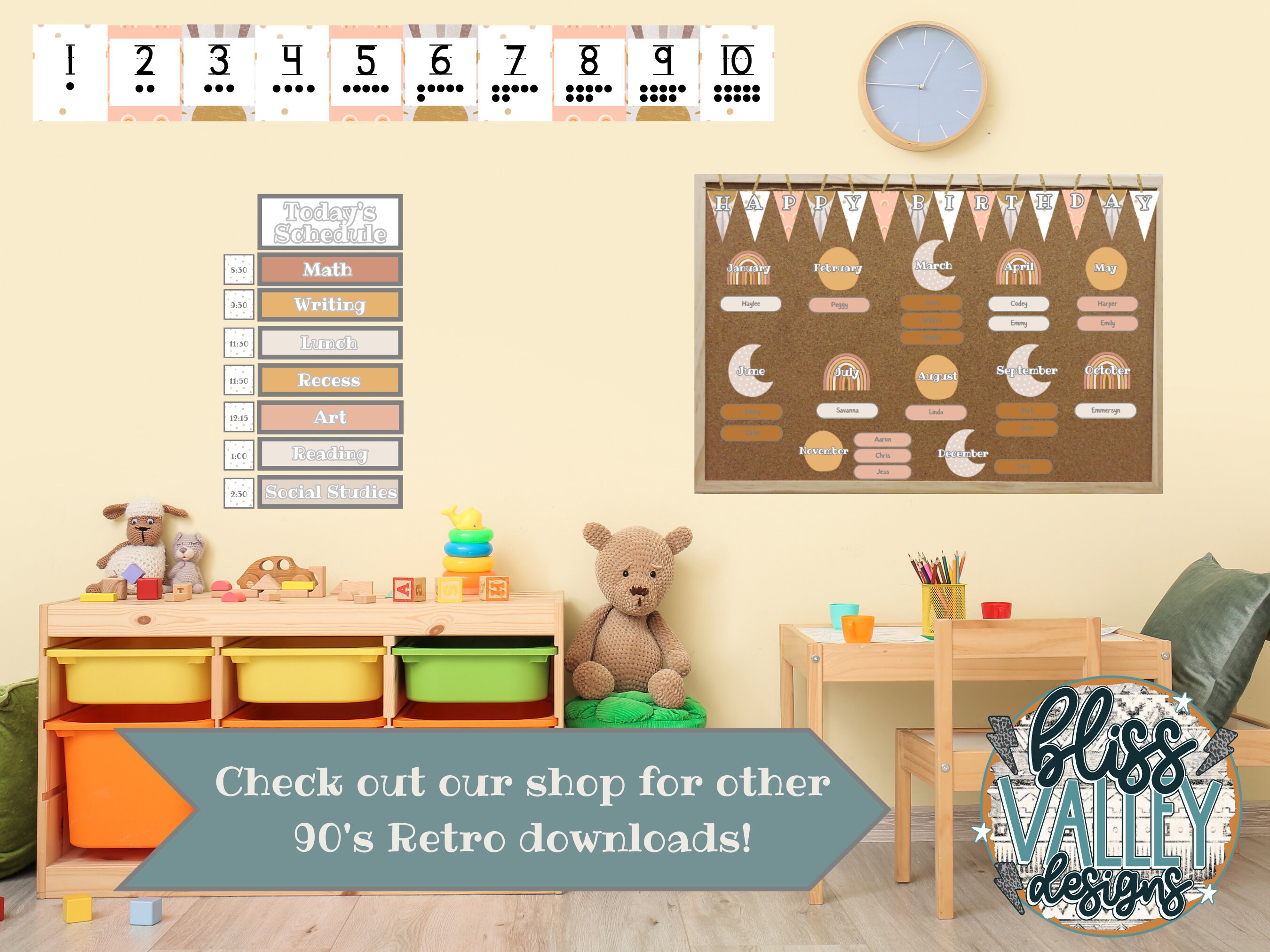 Boho Classroom Schedule Cards: Editable Teacher Printable (digital ...