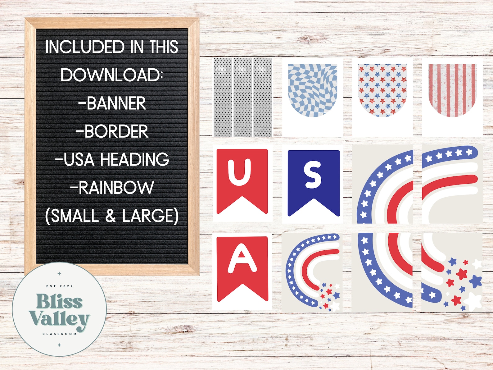 USA Printable Classroom Bulletin Board Kit | July Door Decoration ...