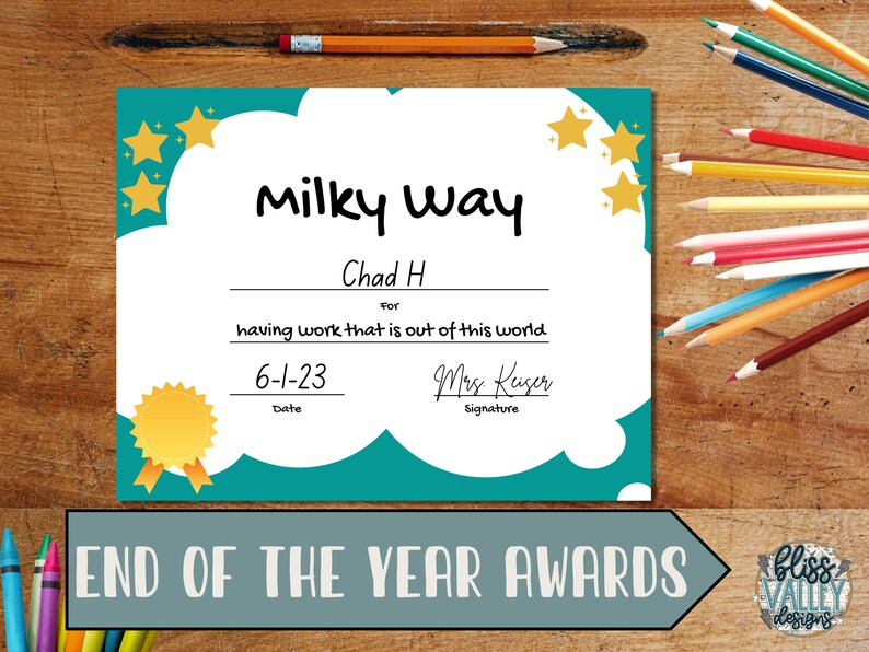 End of the School Year Candy Awards for Students / Classroom Printable ...