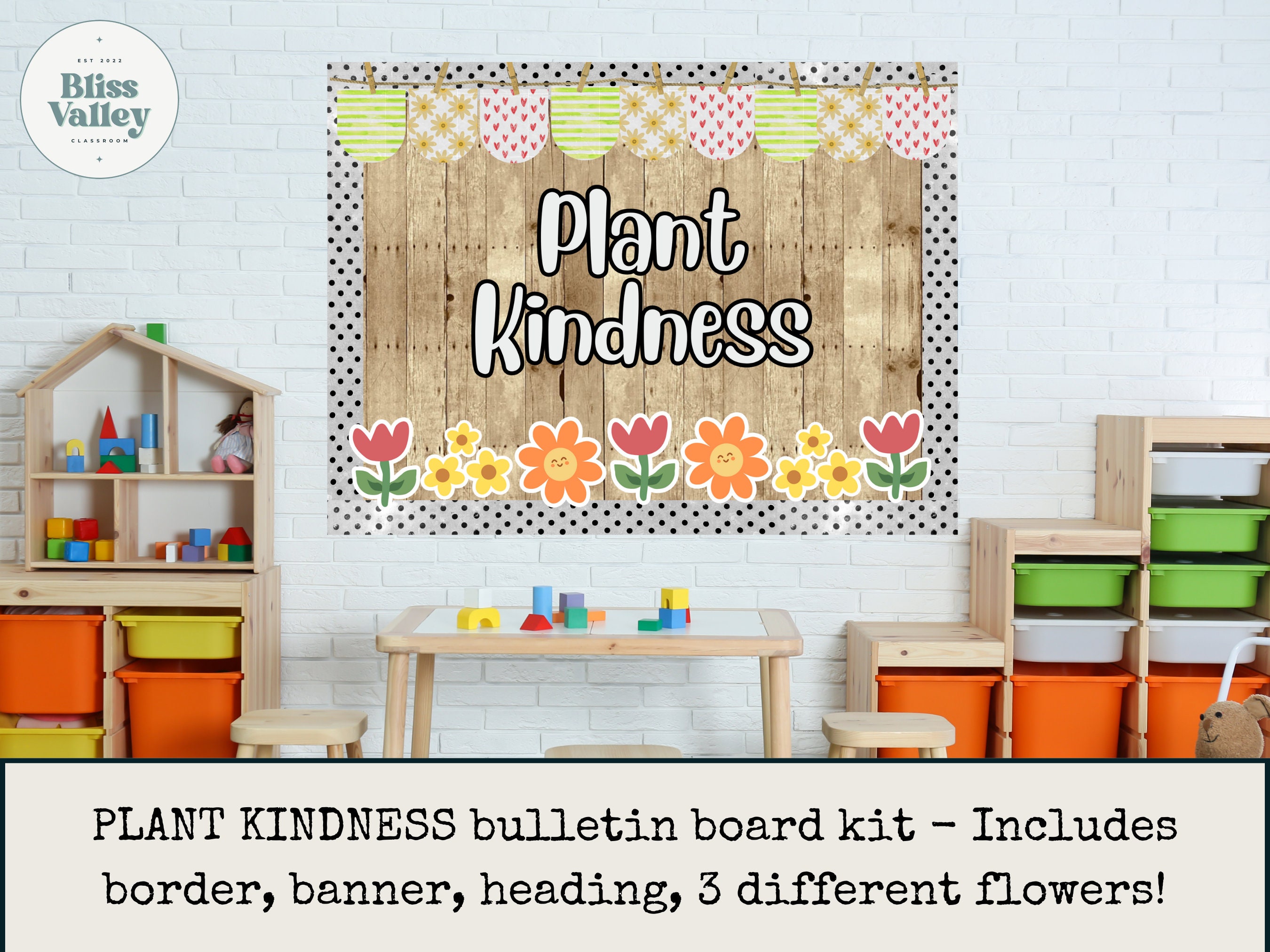 Plant Kindness Printable Spring Classroom Bulletin Board Kit Door ...